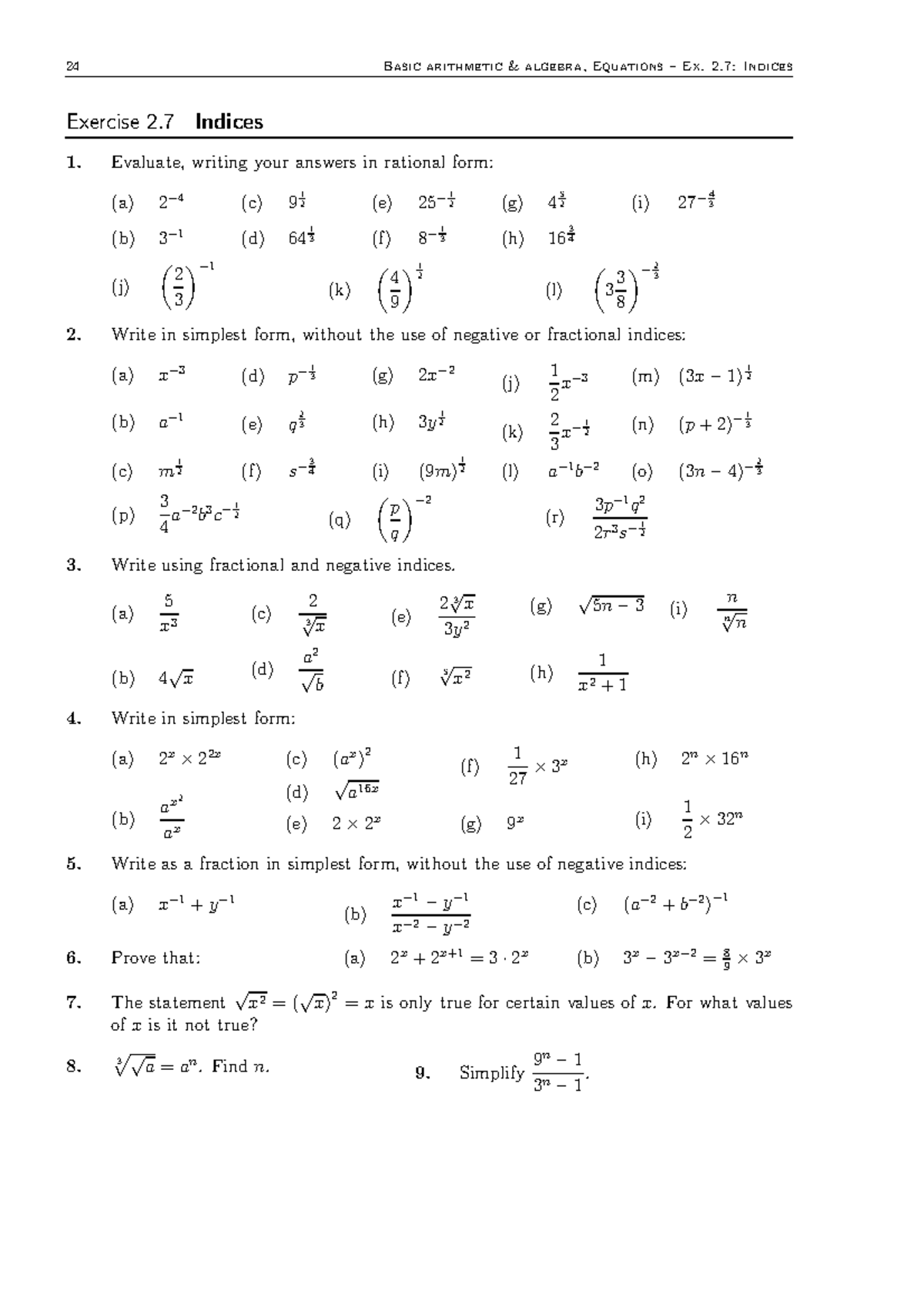 Indices Worksheet Answers (Ex. 2: Indices) - Studocu