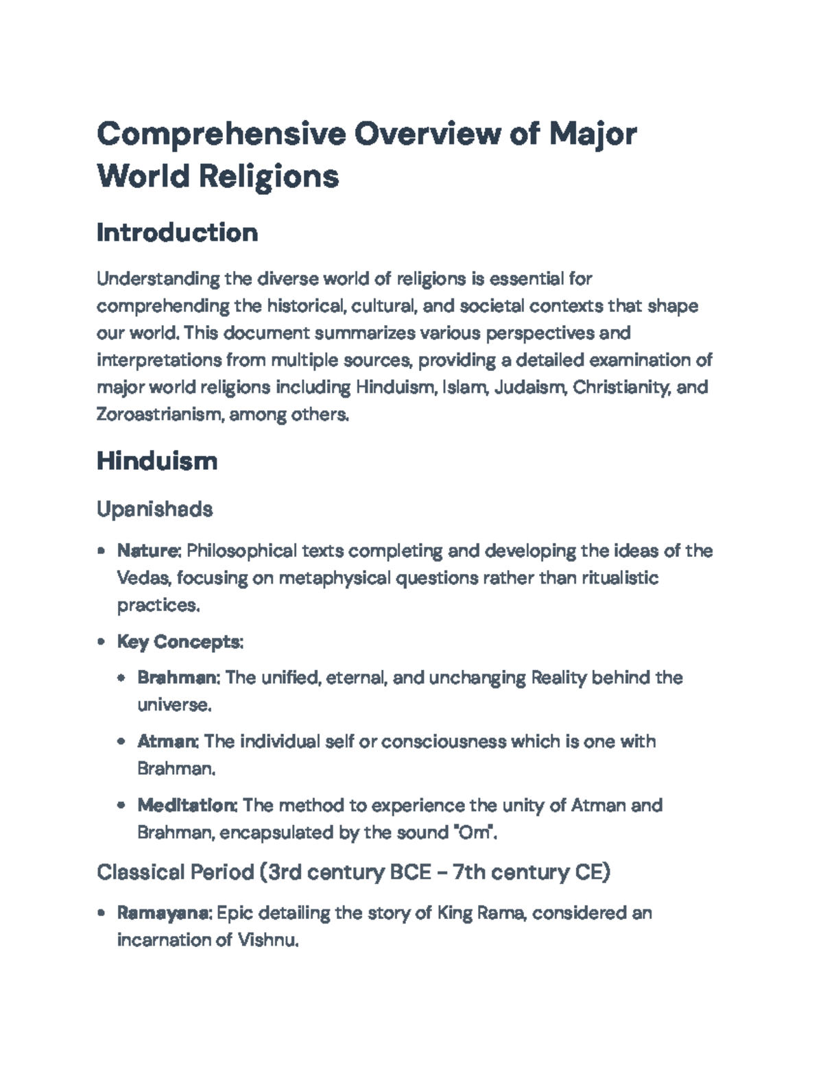 Comprehensive Overview of Major World Religions: Key Beliefs ...