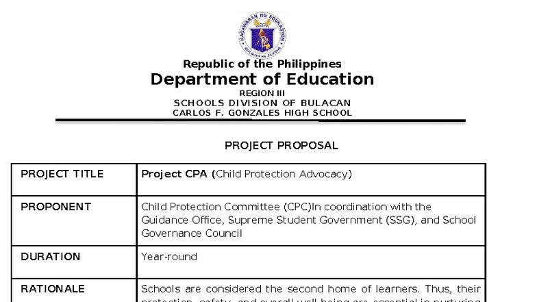 Project Proposal CPA (Child Protection Advocacy) - Carlos F. Gonzales ...