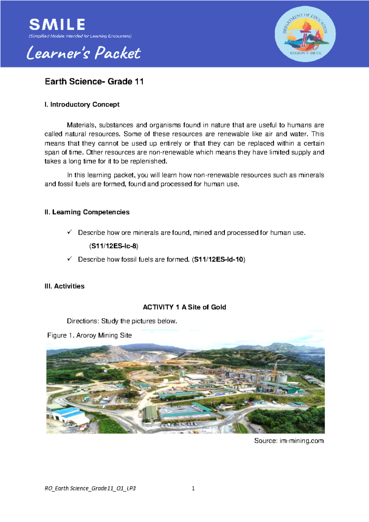 RO Earth Science SHS LP3: Understanding Non-Renewable Resources - Studocu