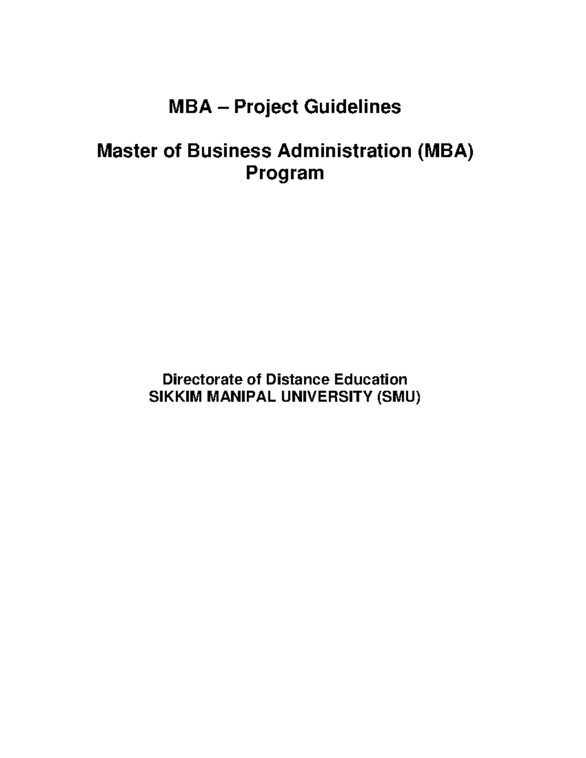 MBA Project Guidelines and Synopsis Submission (3rd Sem) - Studocu