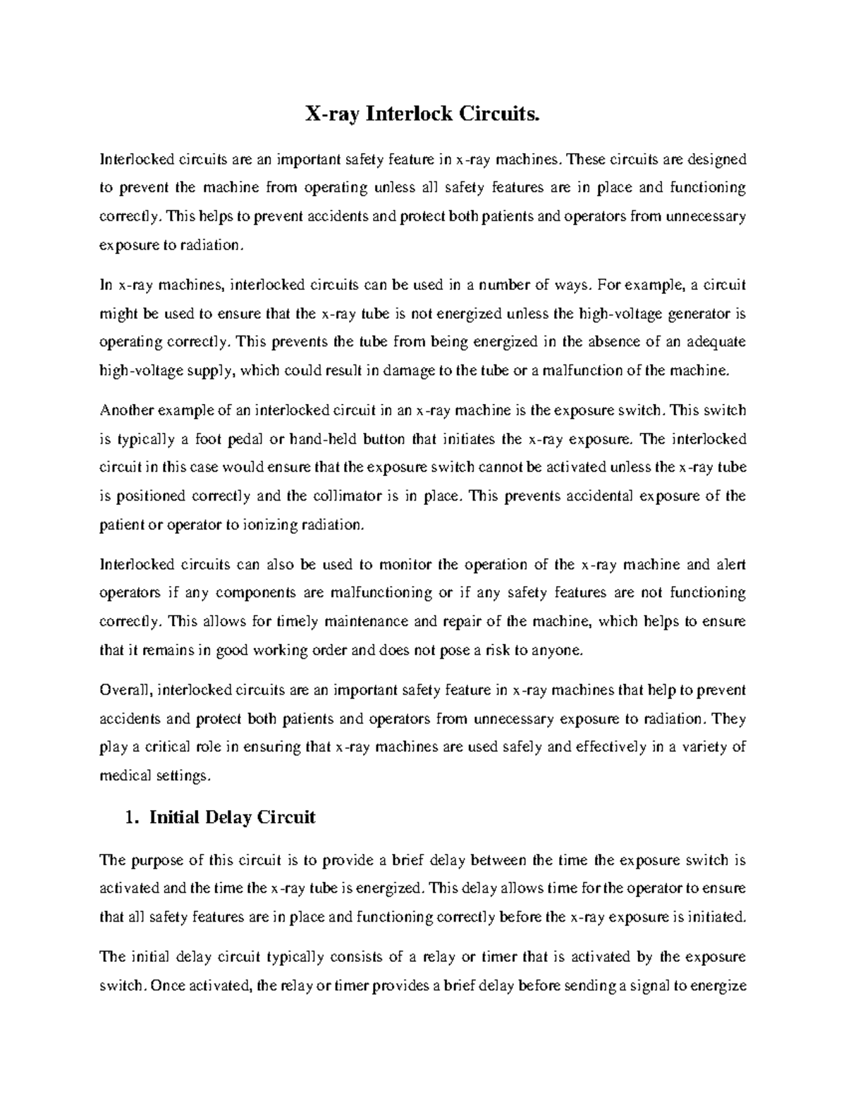 X-RAY 101: Interlocking Circuits and Safety Features Explained - Studocu