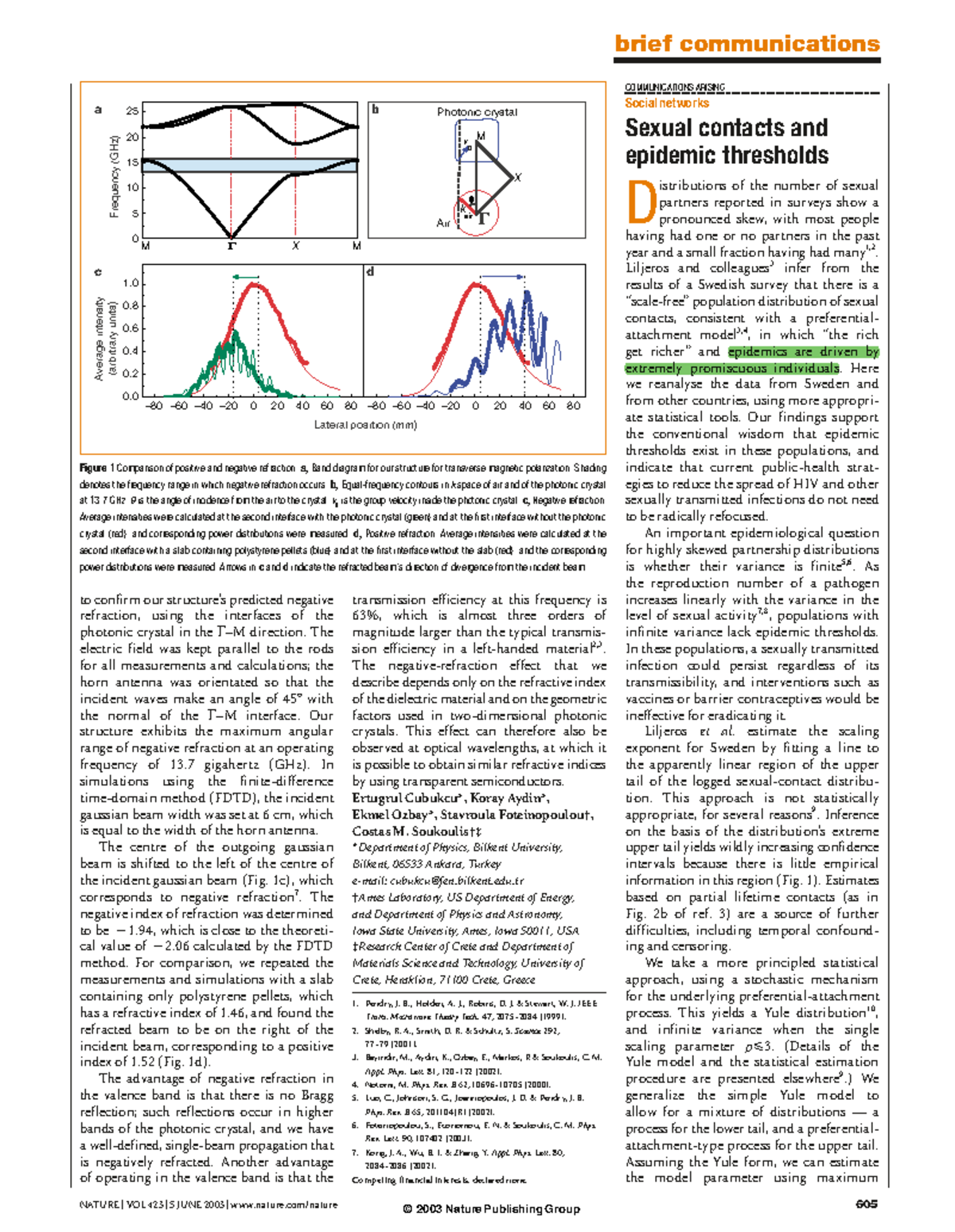 Reanalysis of Sexual Contact Distributions and Epidemic Thresholds in HIV - Studocu