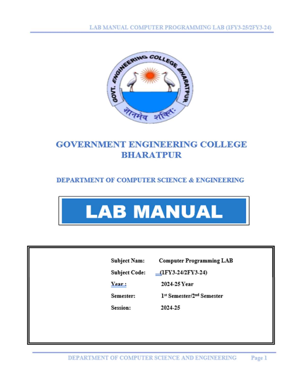 CPL 1st Sem Lab Manual: Computer Programming Experiments & Guidelines ...