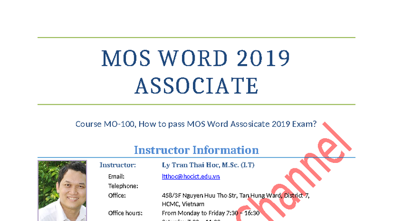 MOS Word 2019 Associate Exam Preparation Guide - Studocu