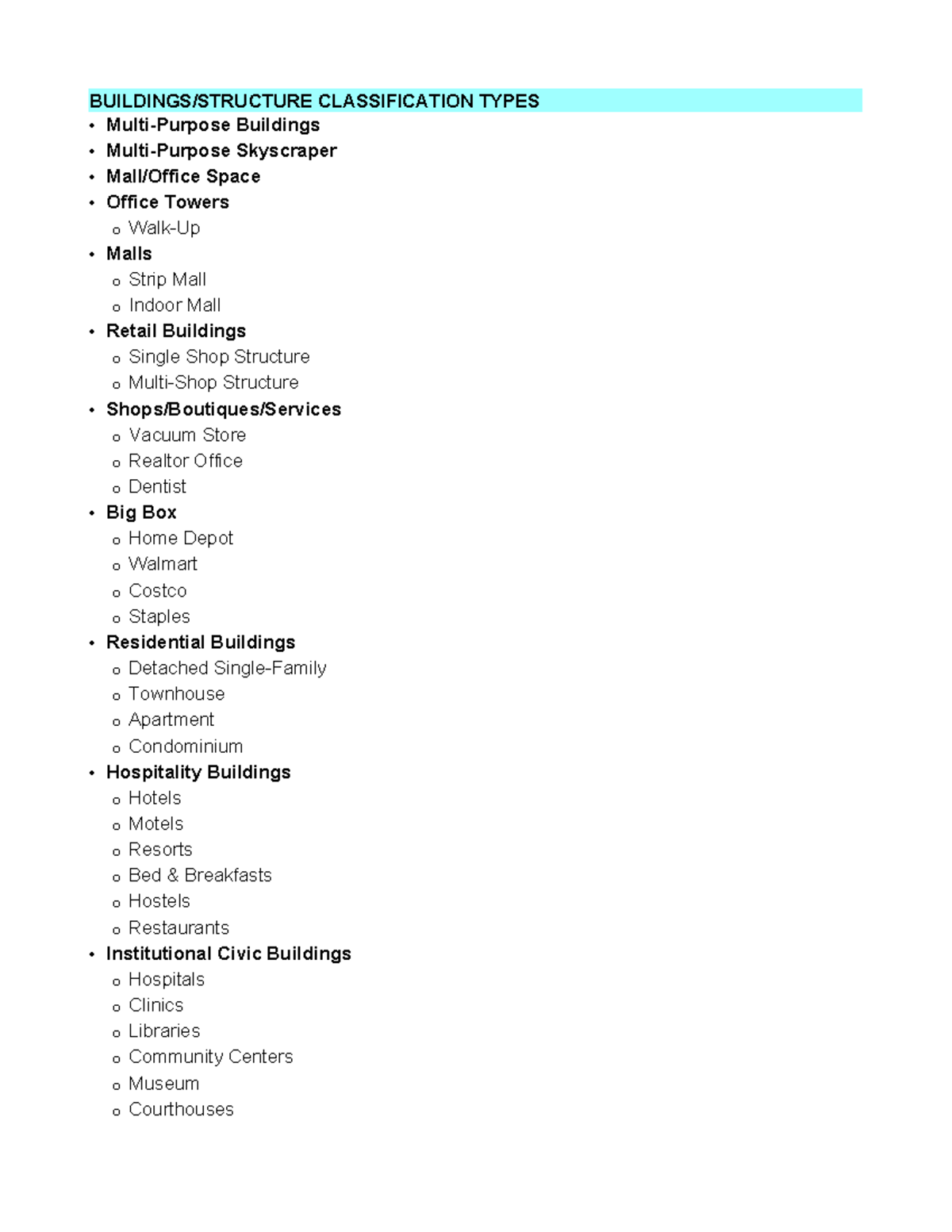 Building Classification Types and Examples: A Comprehensive Guide - Studocu