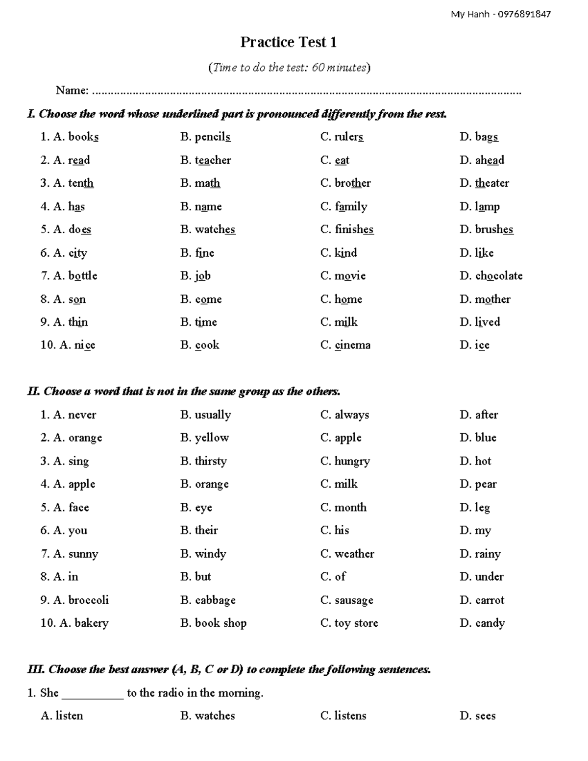 Practice Test 1 - Language Skills Assessment - Studocu