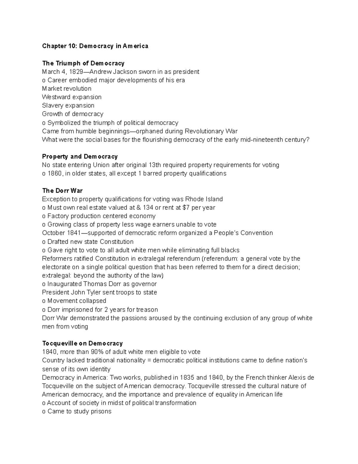 Give Me Liberty: Chapter 10 - The Triumph of Democracy in America - Studocu