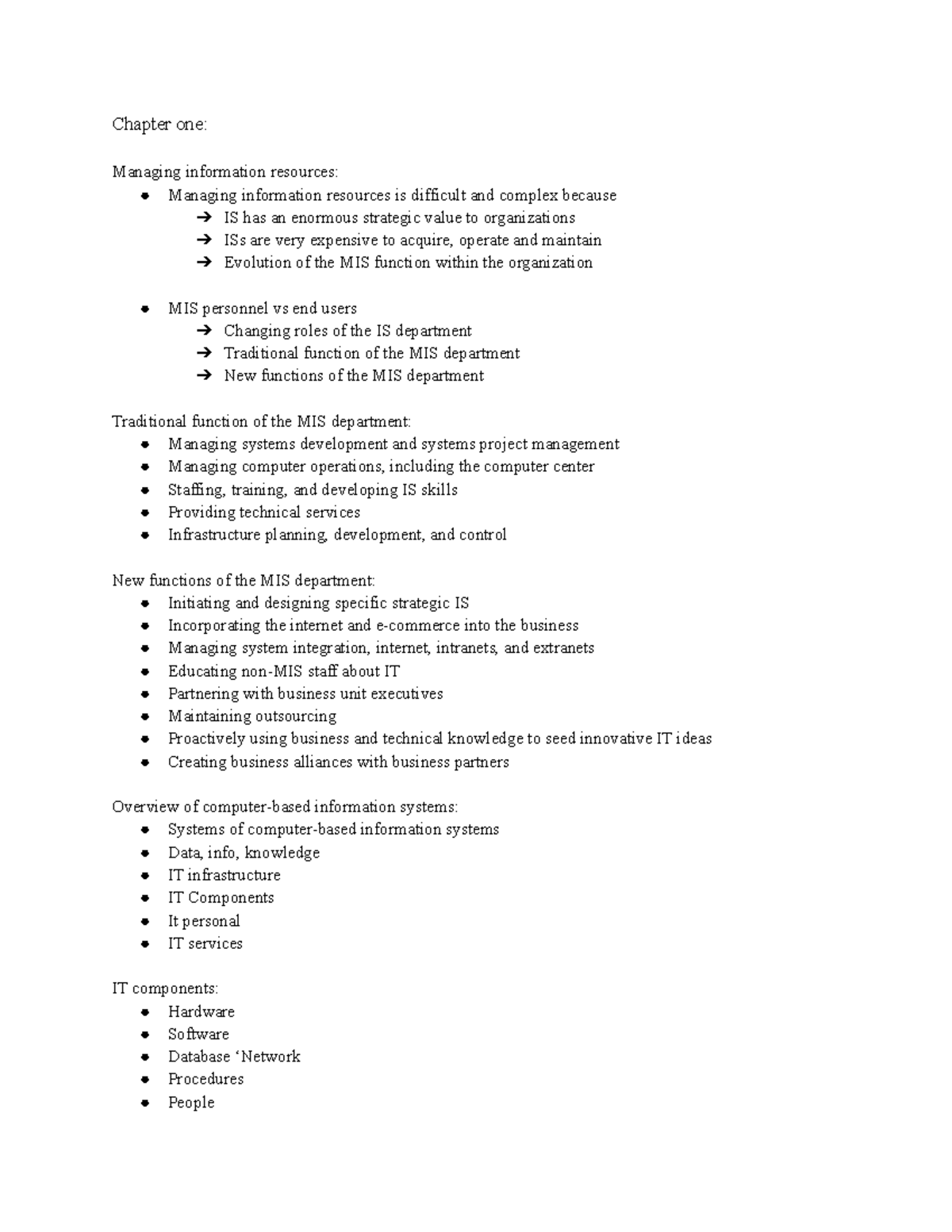 Chapter 1 CMIS - Managing Information Resources Study Guide - Studocu