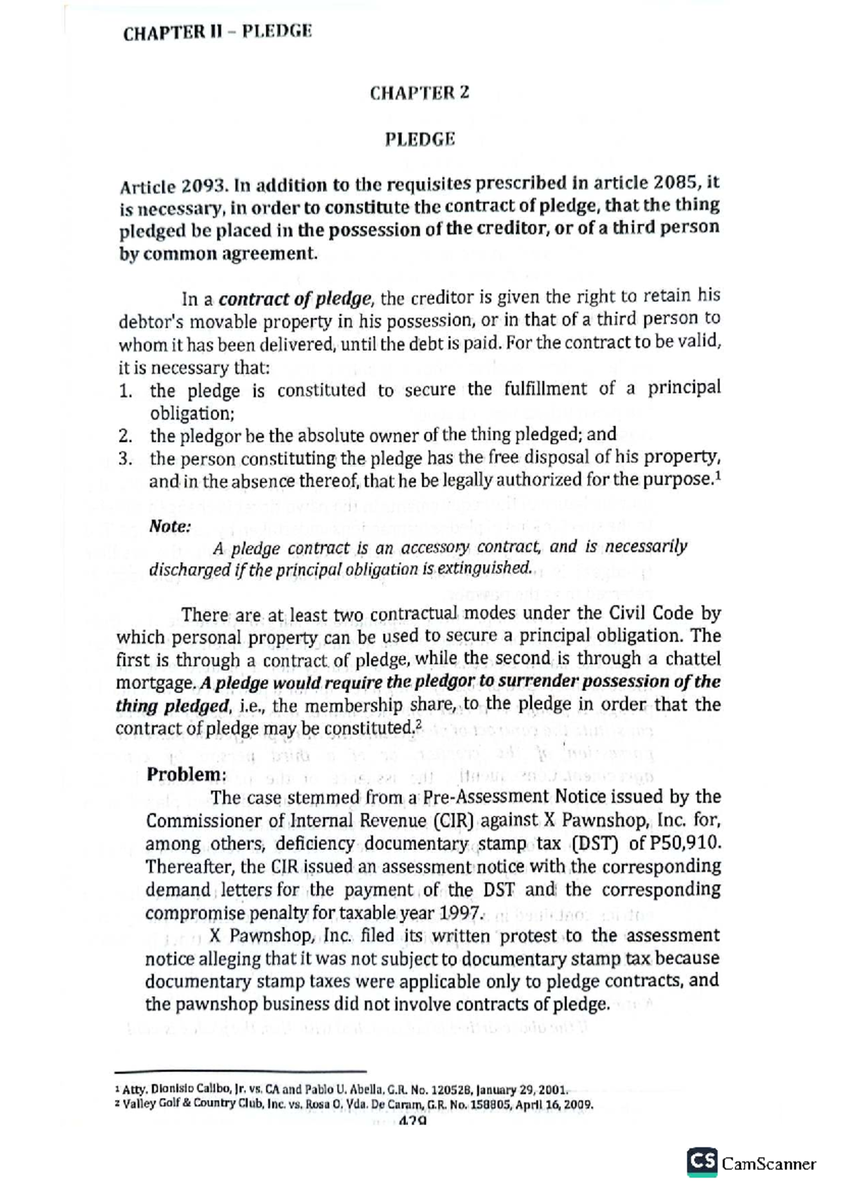 CHAPTER II PLEDGE: Legal Framework and Case Analysis - Studocu