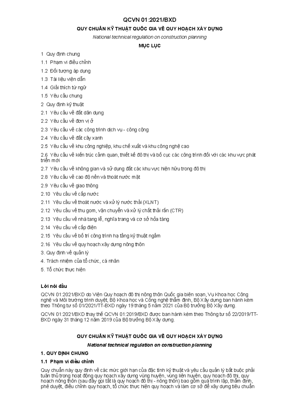 Quy chuẩn QCVN 01:2021/BXD về Quy hoạch Xây dựng Quốc gia - Studocu