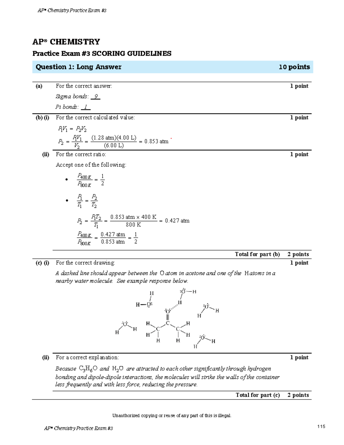AP Chemistry Practice Exam #3 - FRQ Answer Key & Explanations - Studocu