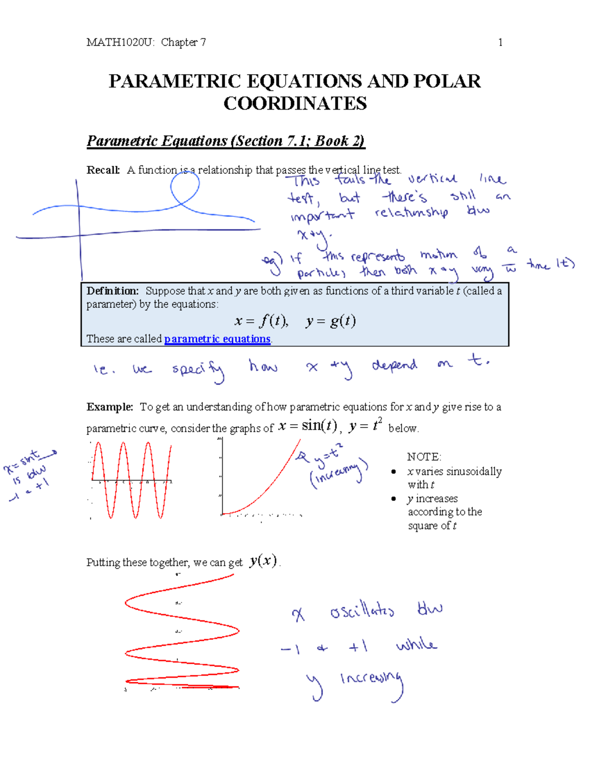 Mod6b parametric complete paula - PARAMETRIC EQUATIONS AND POLAR ...