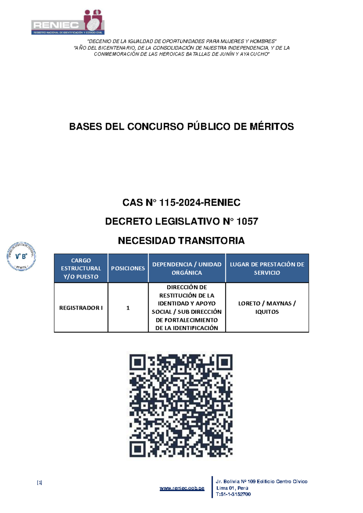 Convocatoria CAS 2024: Registro de postulantes para el cargo de ...