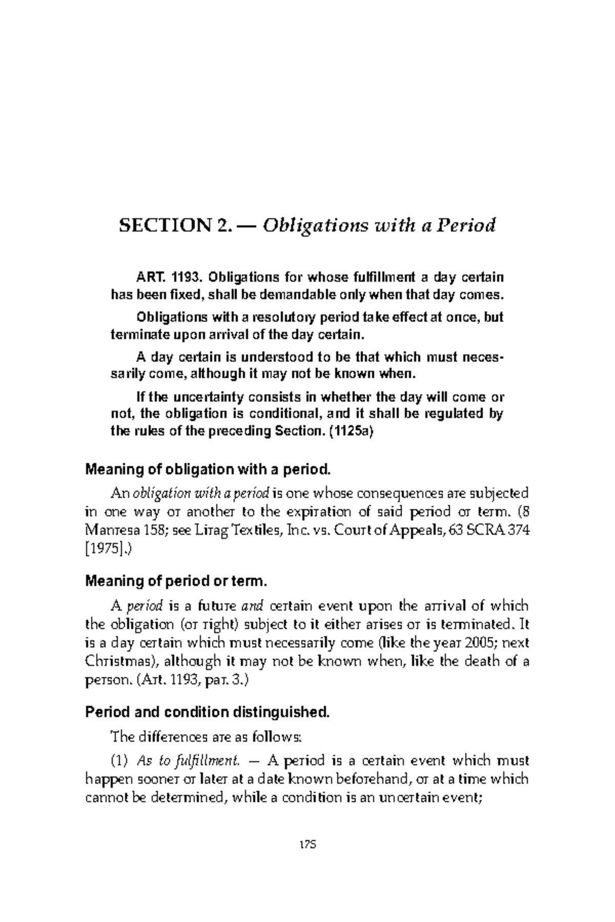 175 OBLIGATIONS WITH A PERIOD: Key Concepts and Illustrative Cases ...