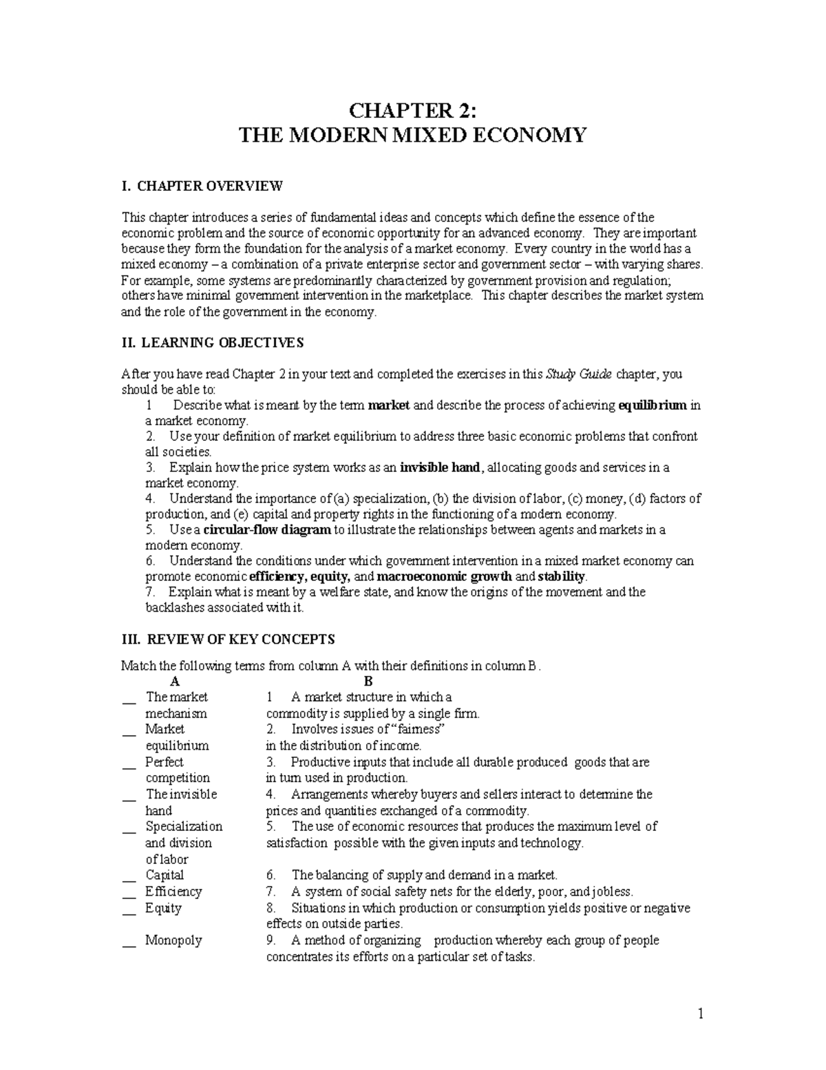 CHAPTER 2: UNDERSTANDING THE MODERN MIXED ECONOMY - MACROECONOMICS ...