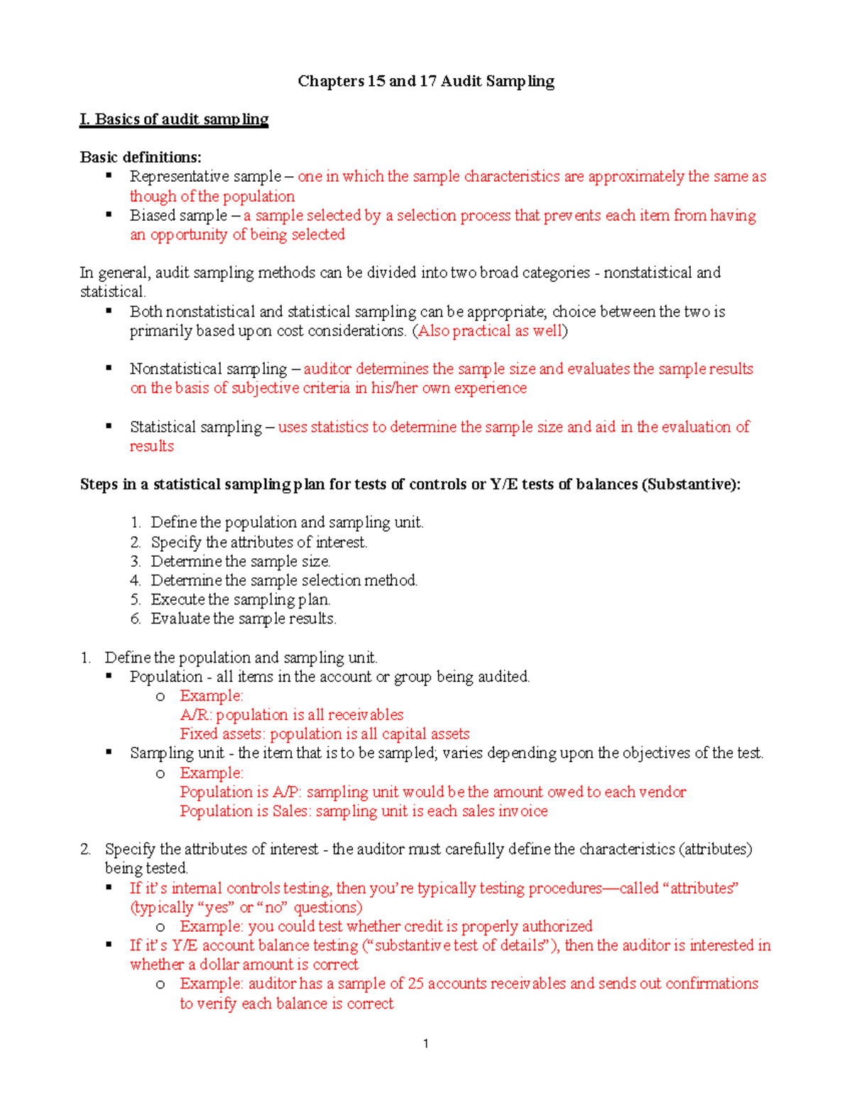 Chapters 15 & 17: Comprehensive Guide to Audit Sampling Techniques ...