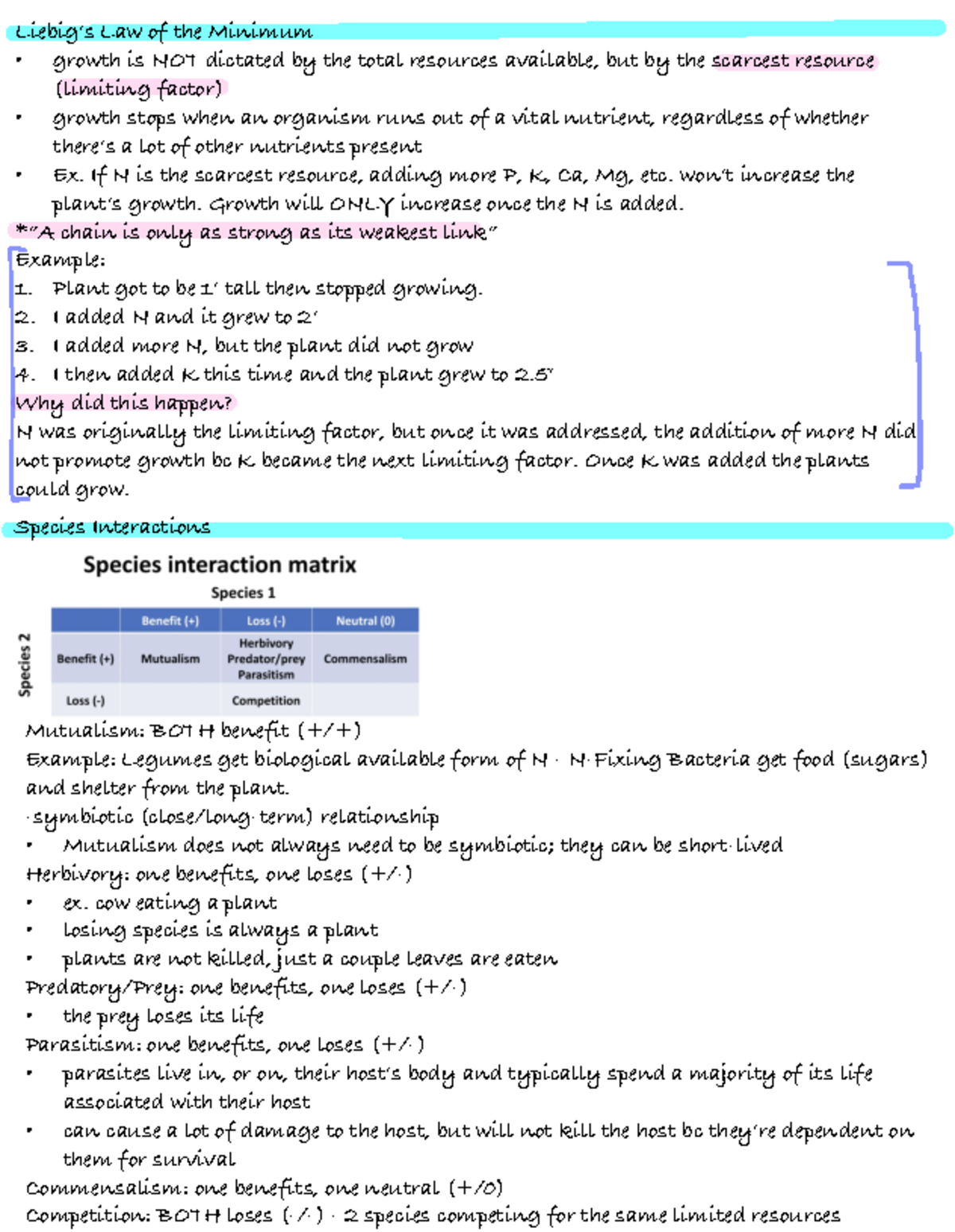 Liebig’s Law of the Minimum Notes - Liebig’s Law of the Minimum growth ...