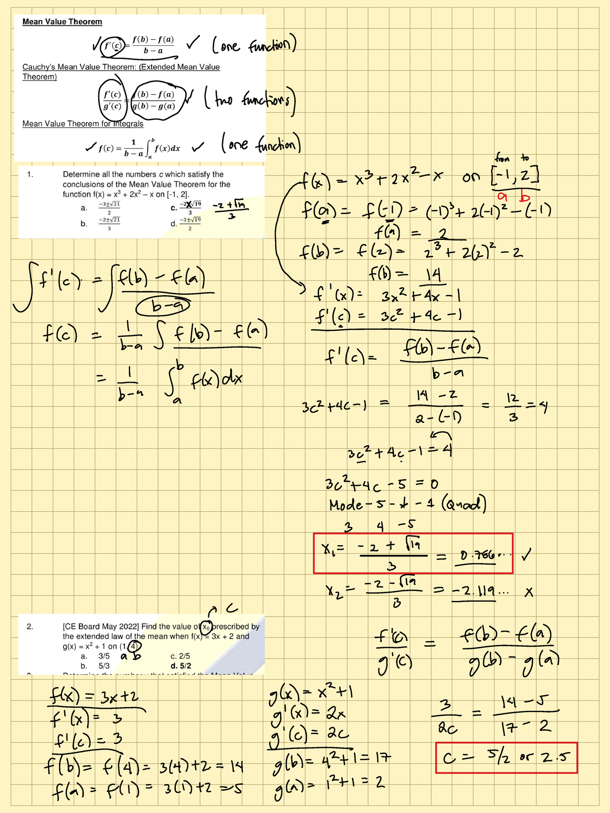 Advanced Math Refresher Discussion - Mean Value Theorem (one function) Mean Value Theorem ...