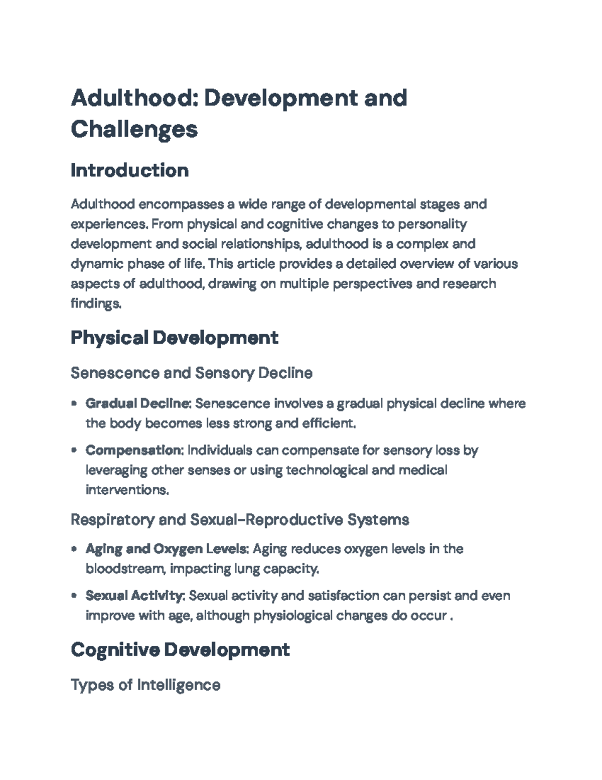 Adulthood: Comprehensive Overview of Developmental Challenges and ...