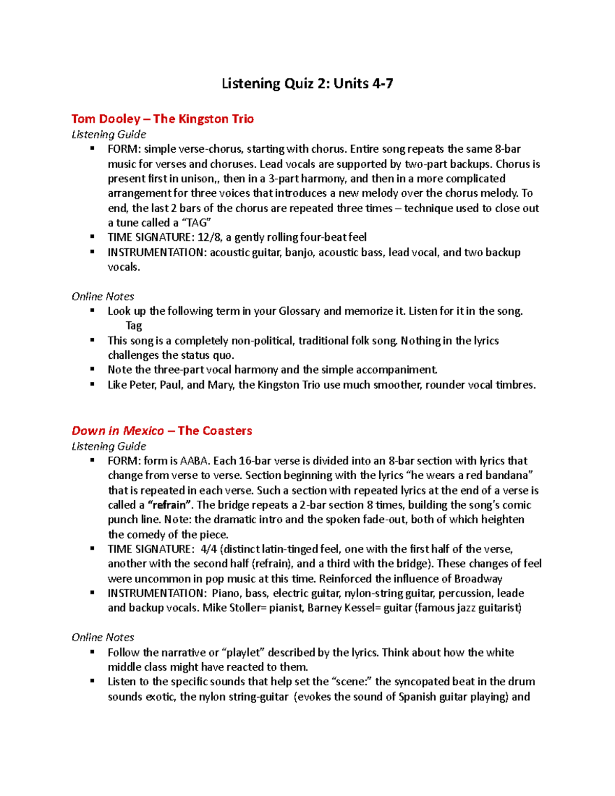 Listening Quiz 2 - Detailed Analysis and Notes for Units 4+ - Studocu