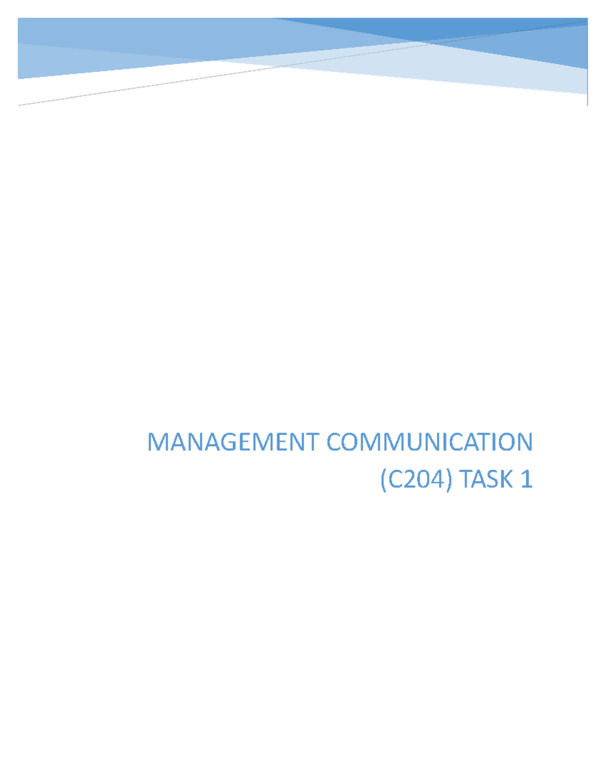 Management Communication (C204) Task 1 - Studocu