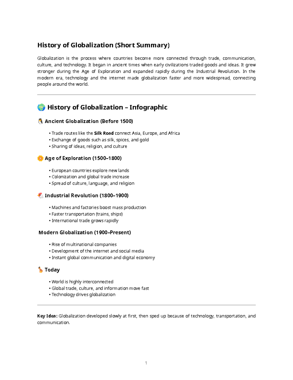History of Globalization: Summary & Infographic Overview - Studocu