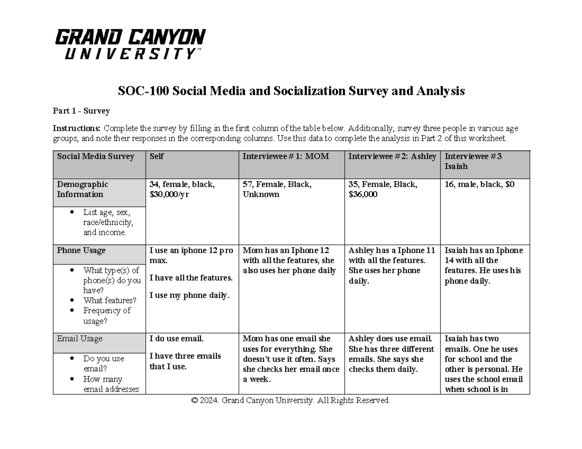 Sociology WS 1 - Week 1 Social Media Survey & Analysis - Studocu