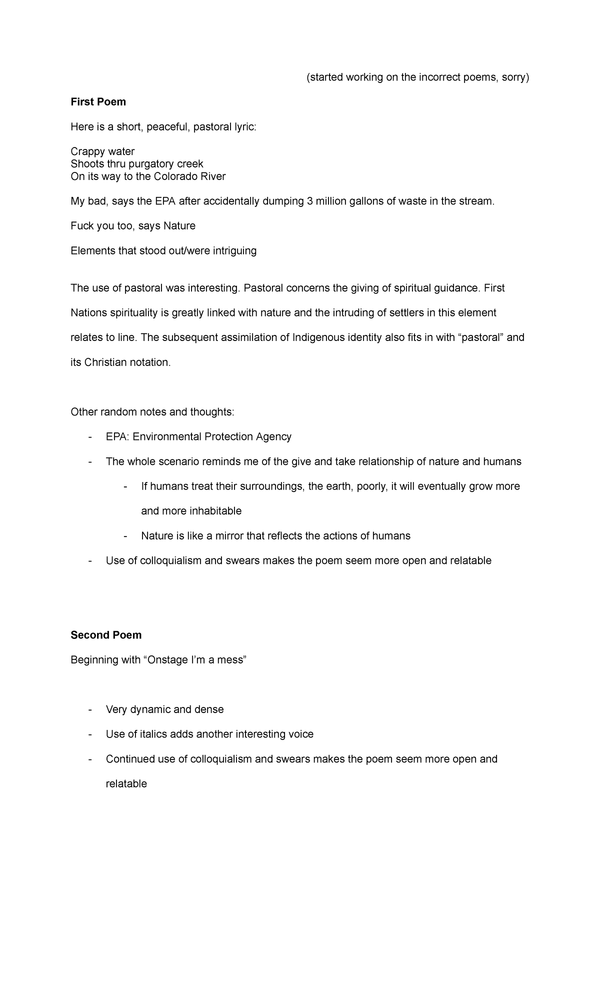 PICO 2023 - Response to Nature Poems: Analysis & Reflections - Studocu