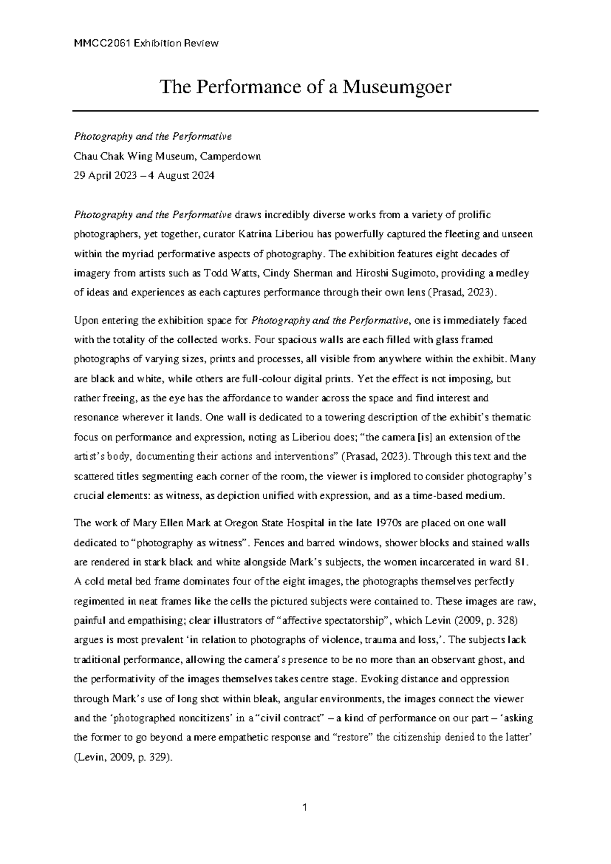 MMCC2061 Exhibition Review: Photography and the Performative at Chau ...