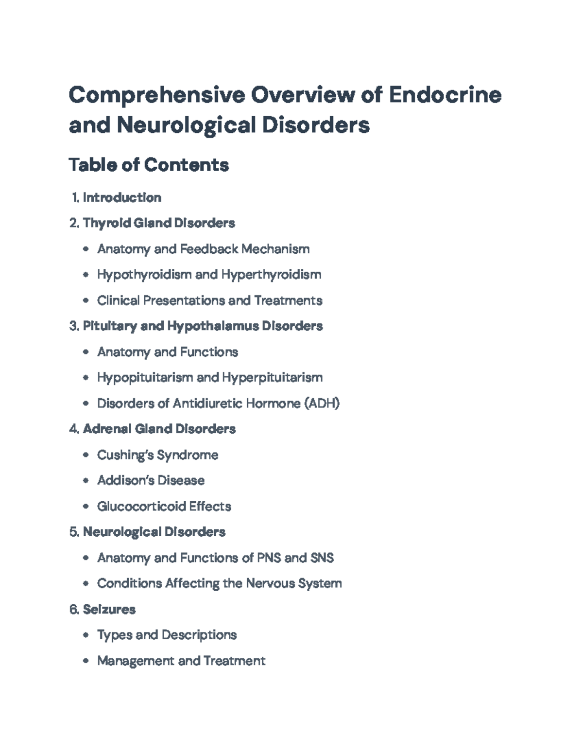 Comprehensive Overview of Endocrine & Neurological Disorders for ...