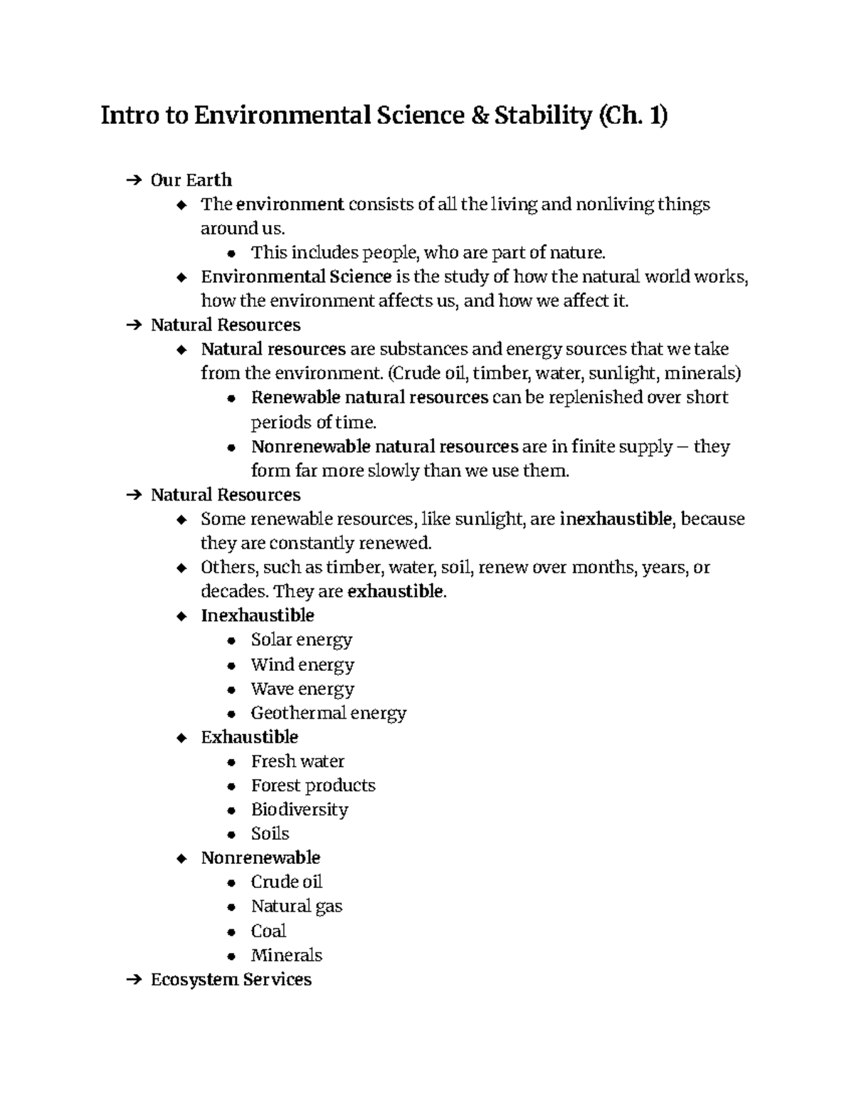GEOG-178 Final Exam Notes: Environmental Science & Conservation - Studocu