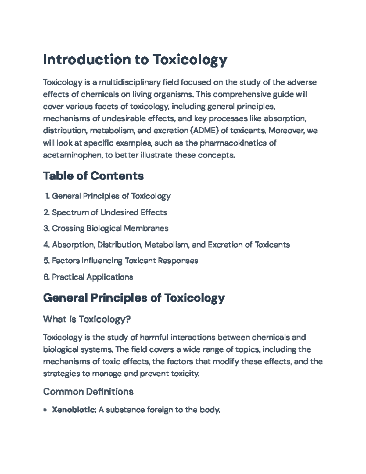 Comprehensive Overview of Toxicology: Principles & Applications - Studocu