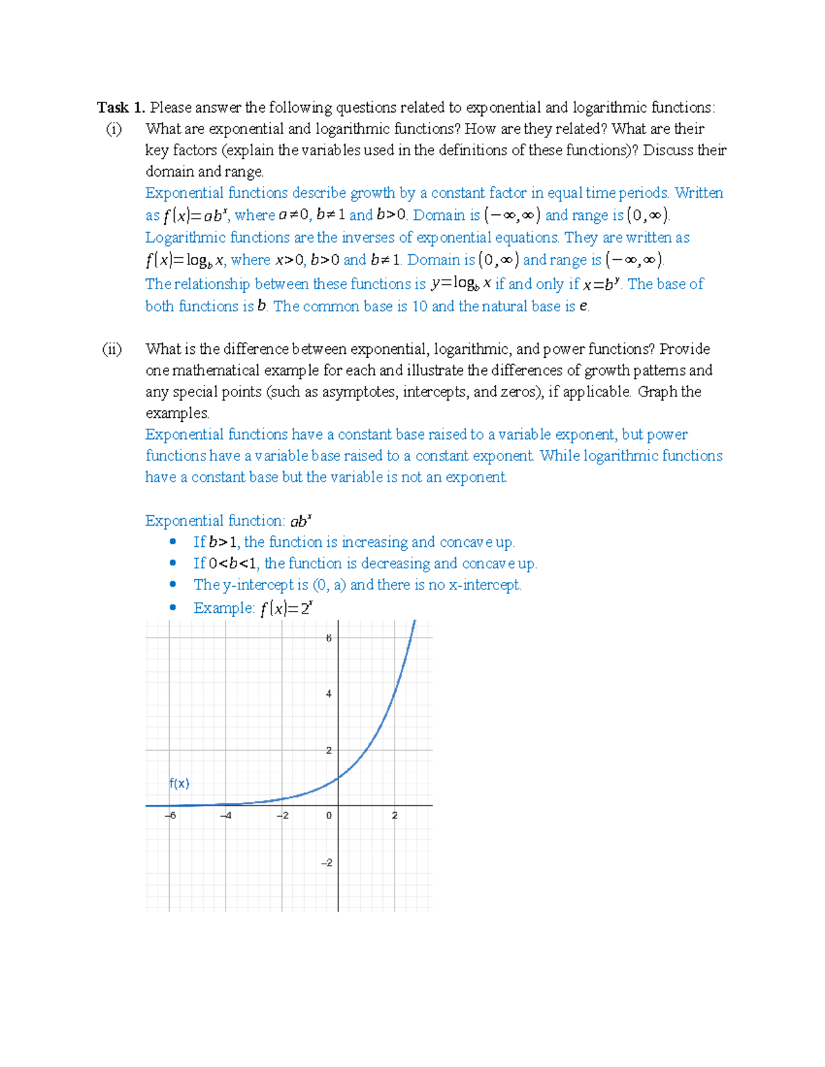 Math 1201 Written Assignment: Exponential & Logarithmic Functions Analysis - Studocu