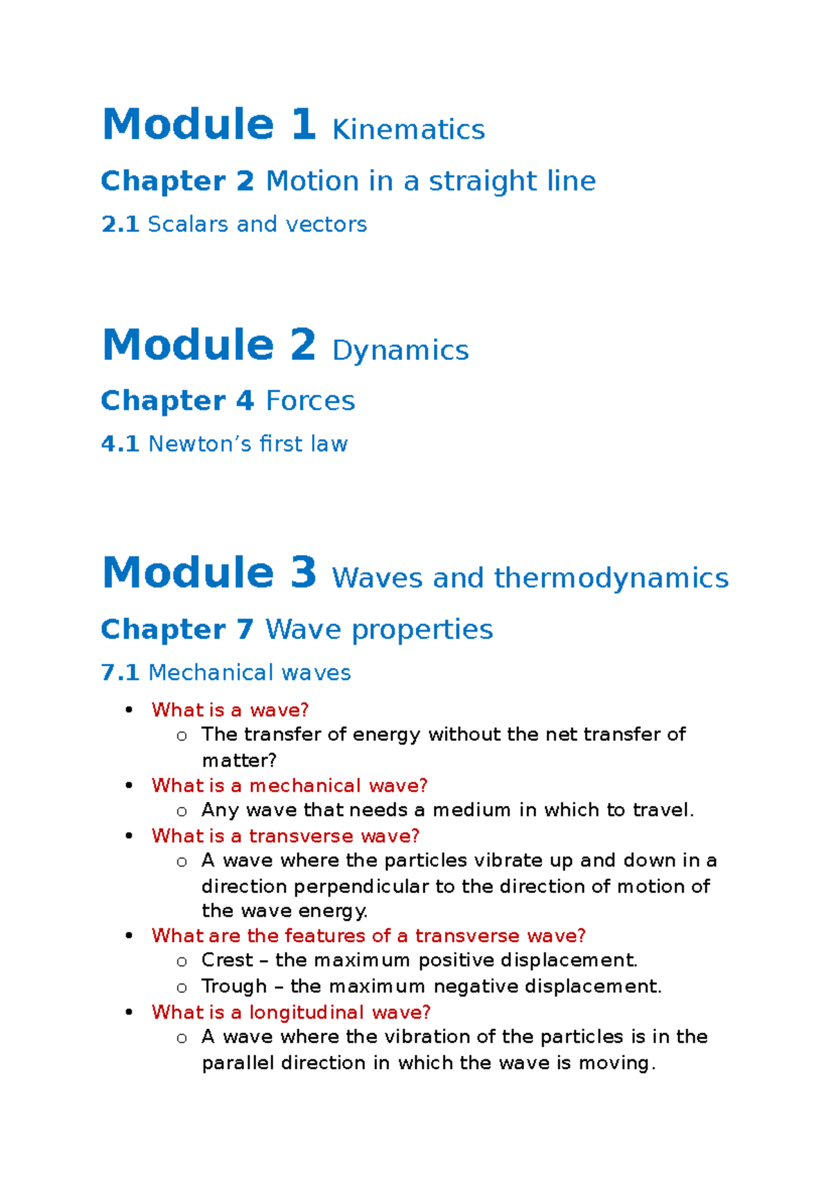 Physics Notes - Module 1 Kinematics Chapter 2 Motion in a straight line ...
