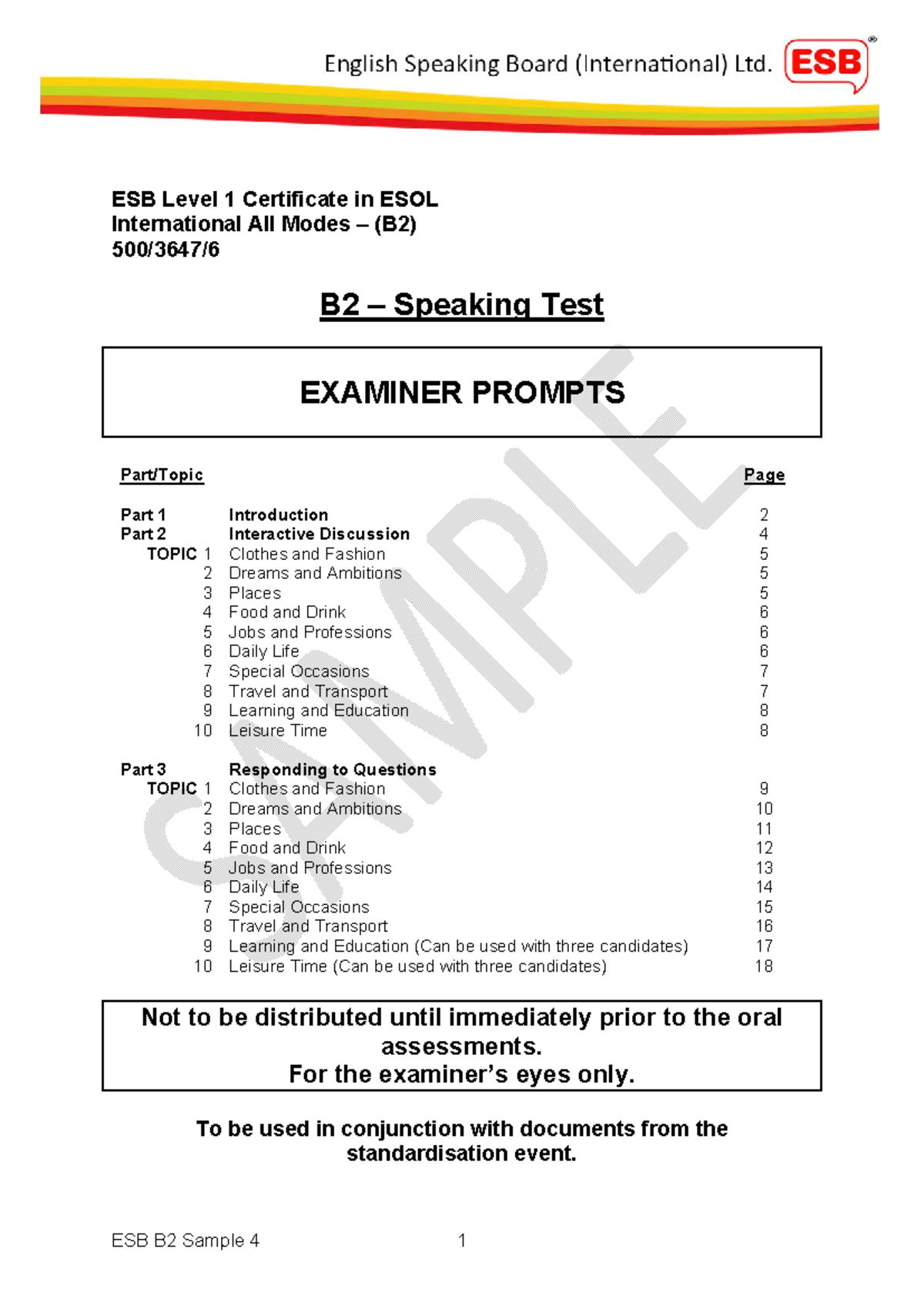 ESB B2 Sample Examiner Prompts - ESB Level 1 Certificate in ESOL ...