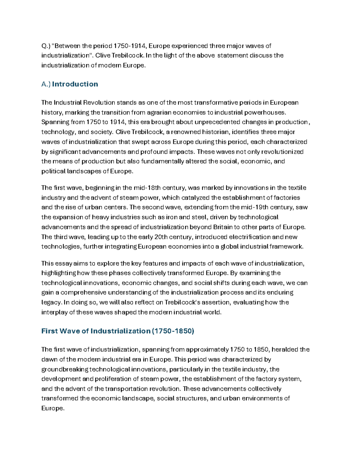 Document 78 - 3 major waves of revolution - Q.) "Between the period ...