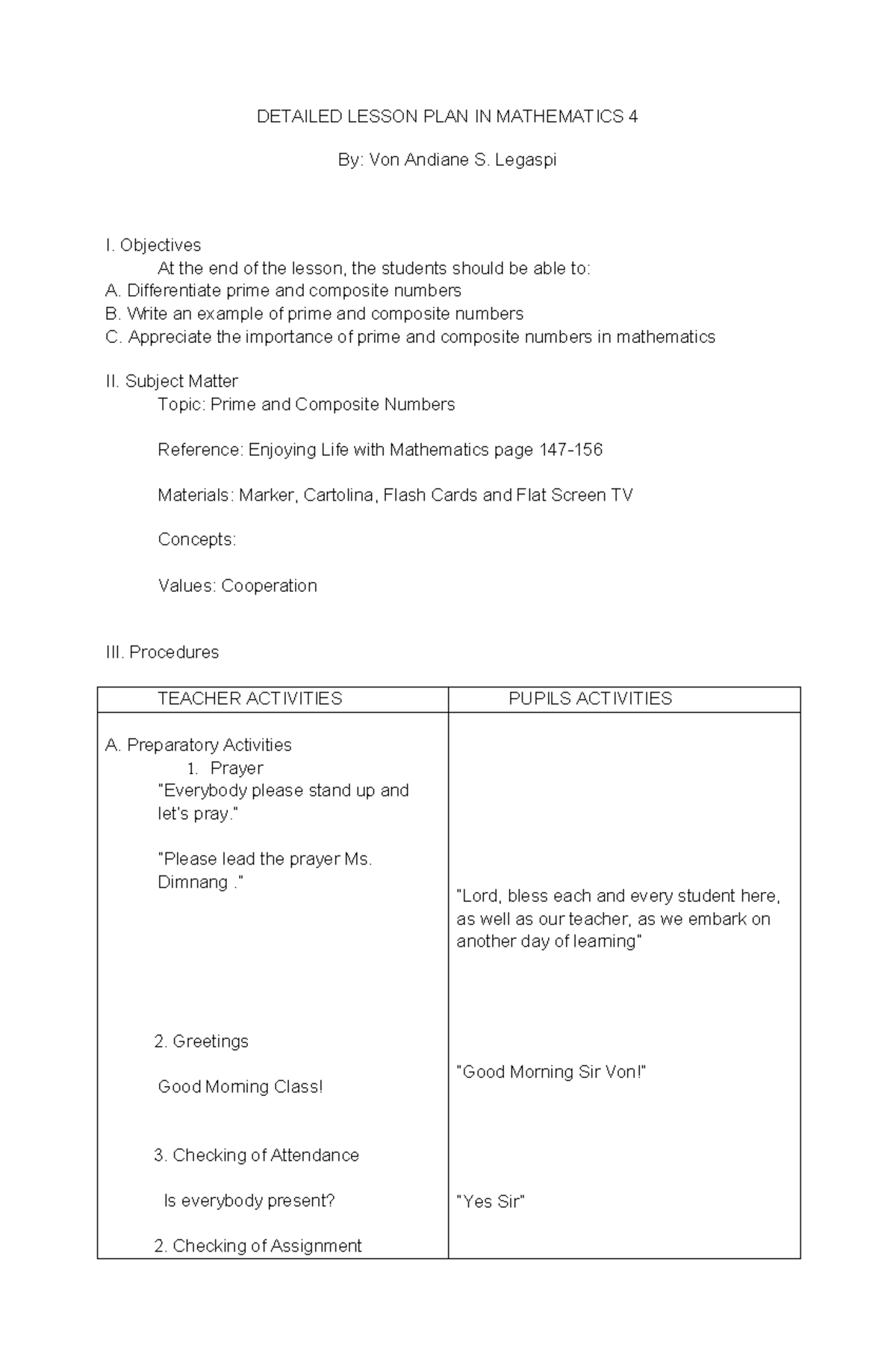 Lesoon-PLAN - nice - DETAILED LESSON PLAN IN MATHEMATICS 4 By: Von ...
