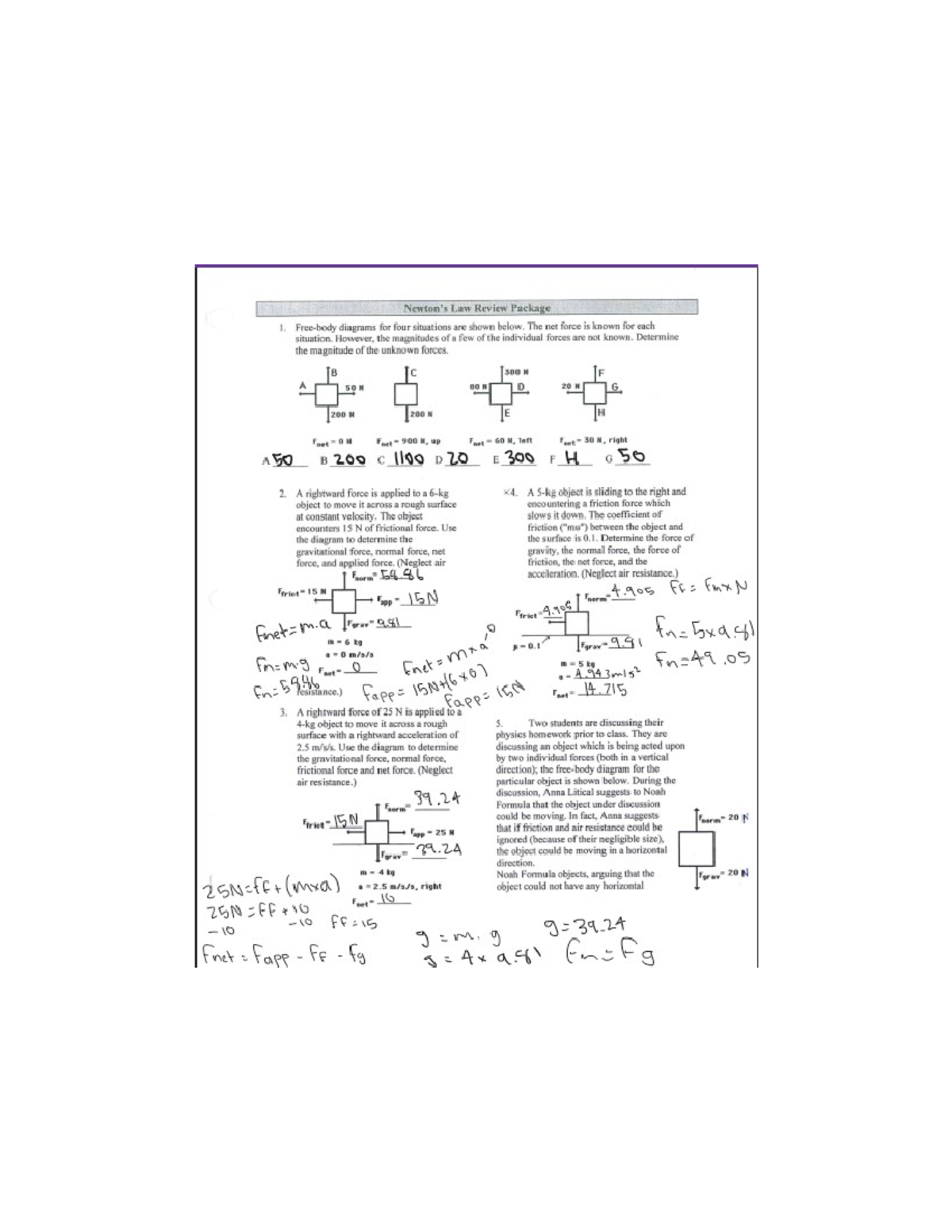 Sph3u Forces: Analyzing Net Forces and Frictional Effects - Studocu