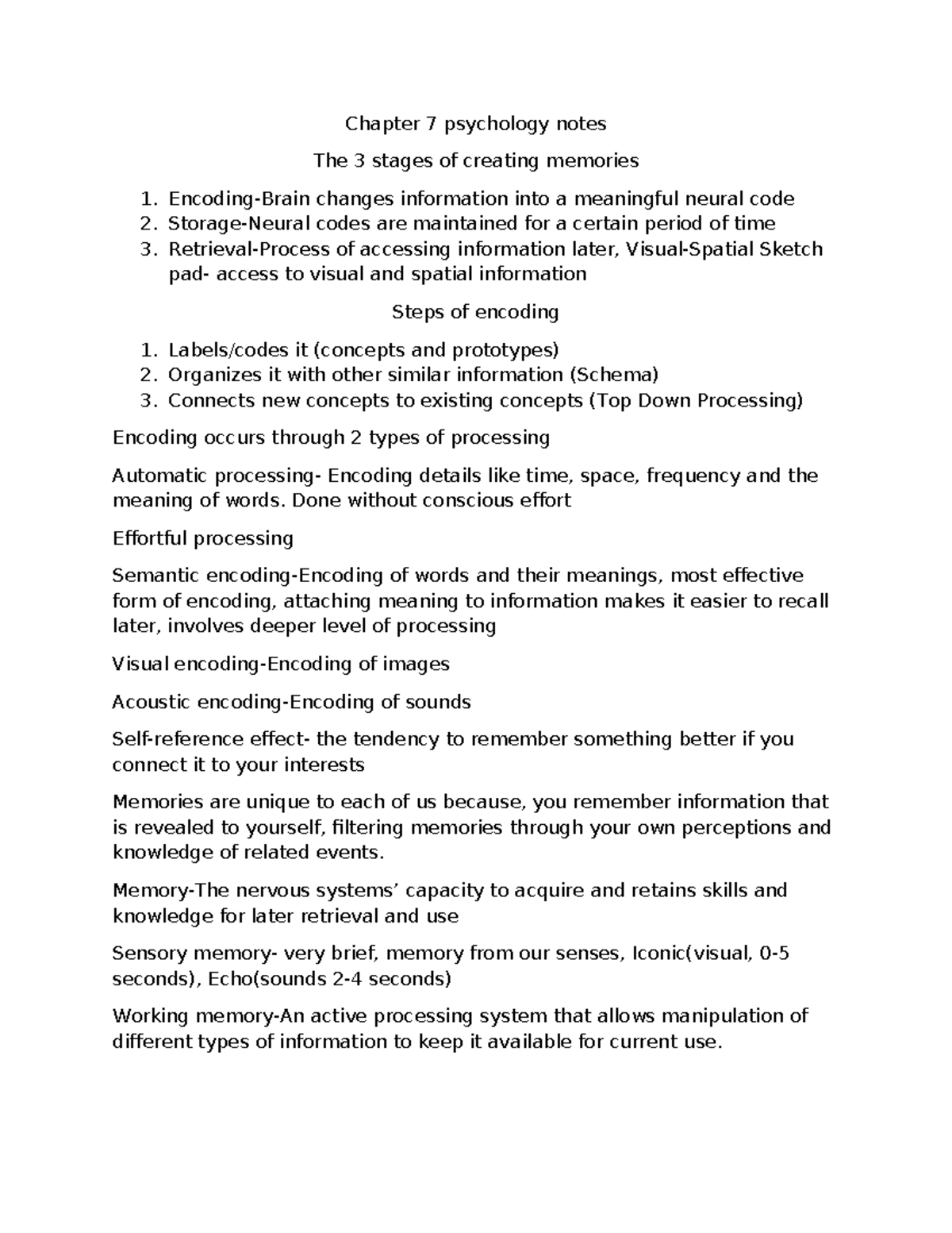 Psychology 101: Chapter 7 - Memory Creation, Storage, and Retrieval ...