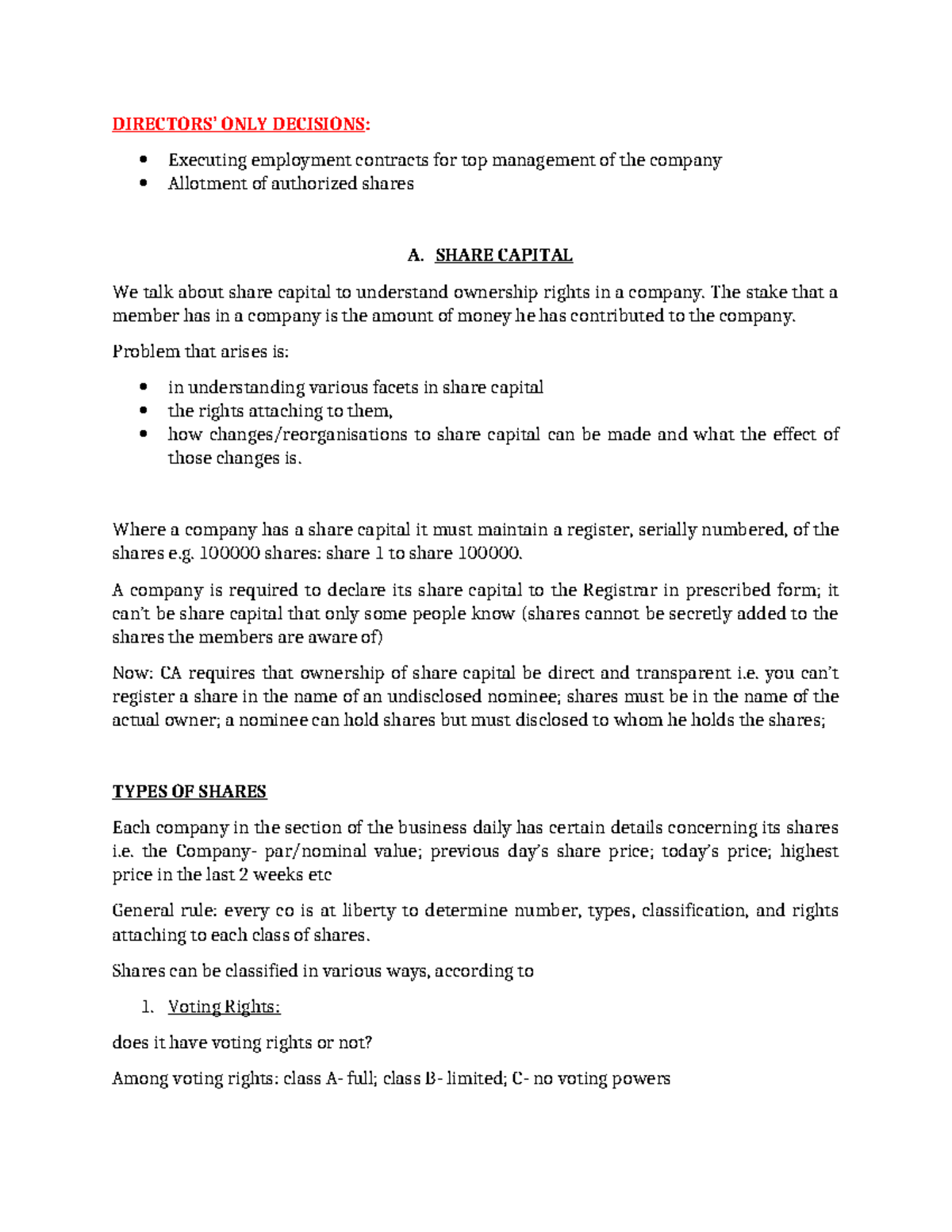 Understanding Company Share Capital and Classification of Shares (FIN ...