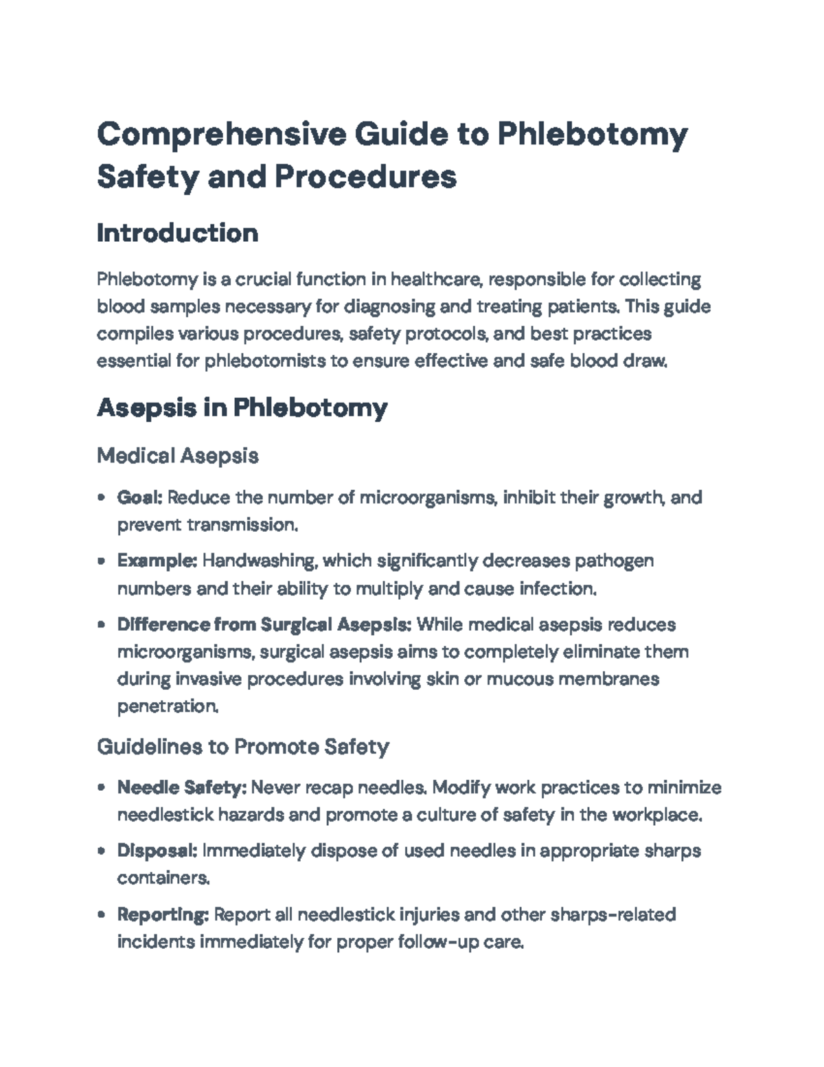 Comprehensive Guide to Phlebotomy: Safety, Procedures, and Best ...