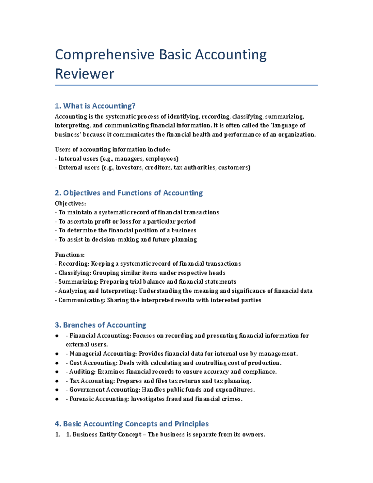 Comprehensive Basic Accounting Review (ACC 101) - Studocu
