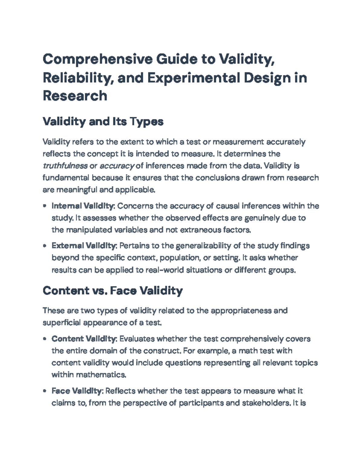 Comprehensive Overview of Validity, Reliability, and Research Design ...