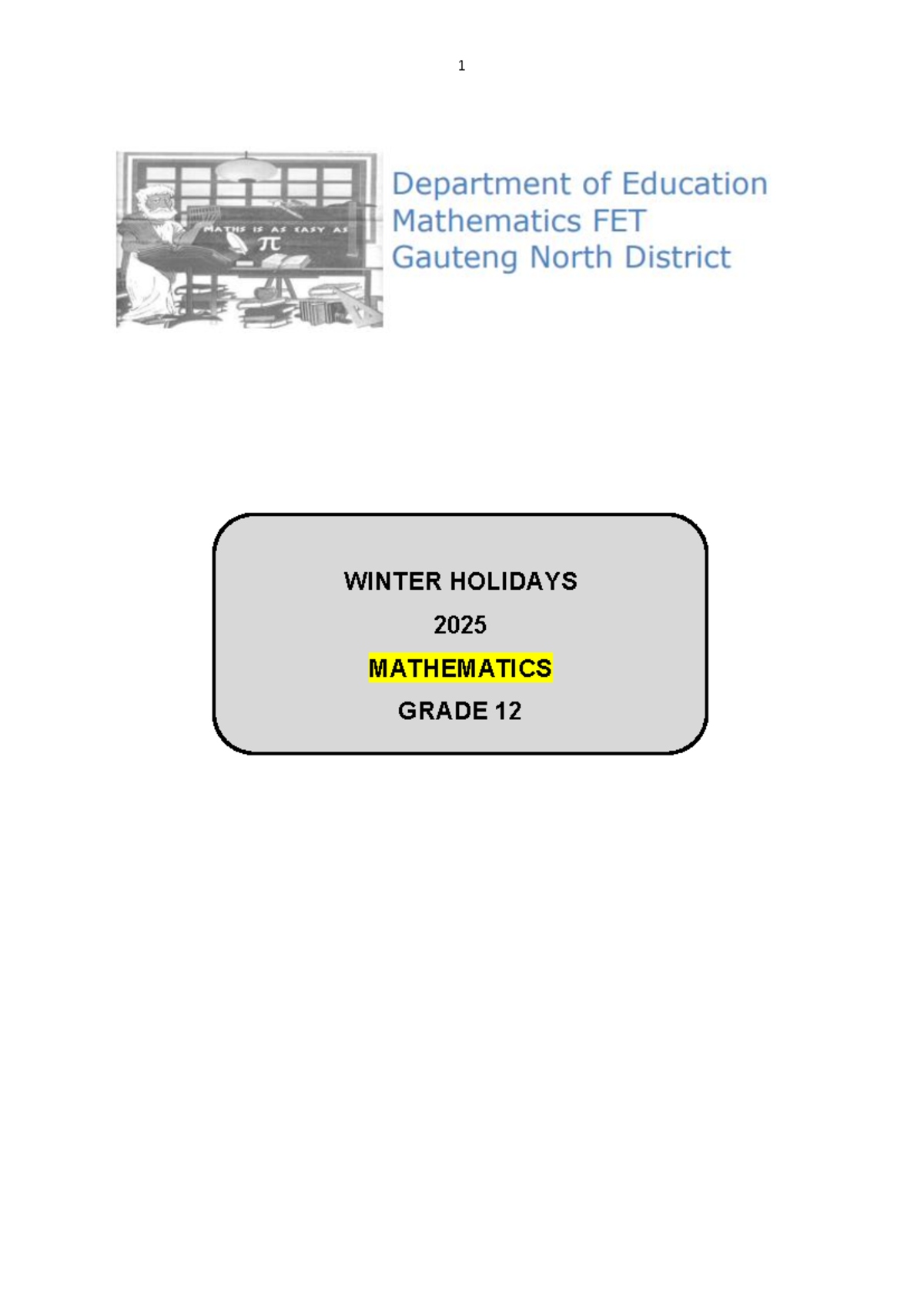 Grade 12 Mathematics Winter 2025: Comprehensive Revision Guide - Studocu