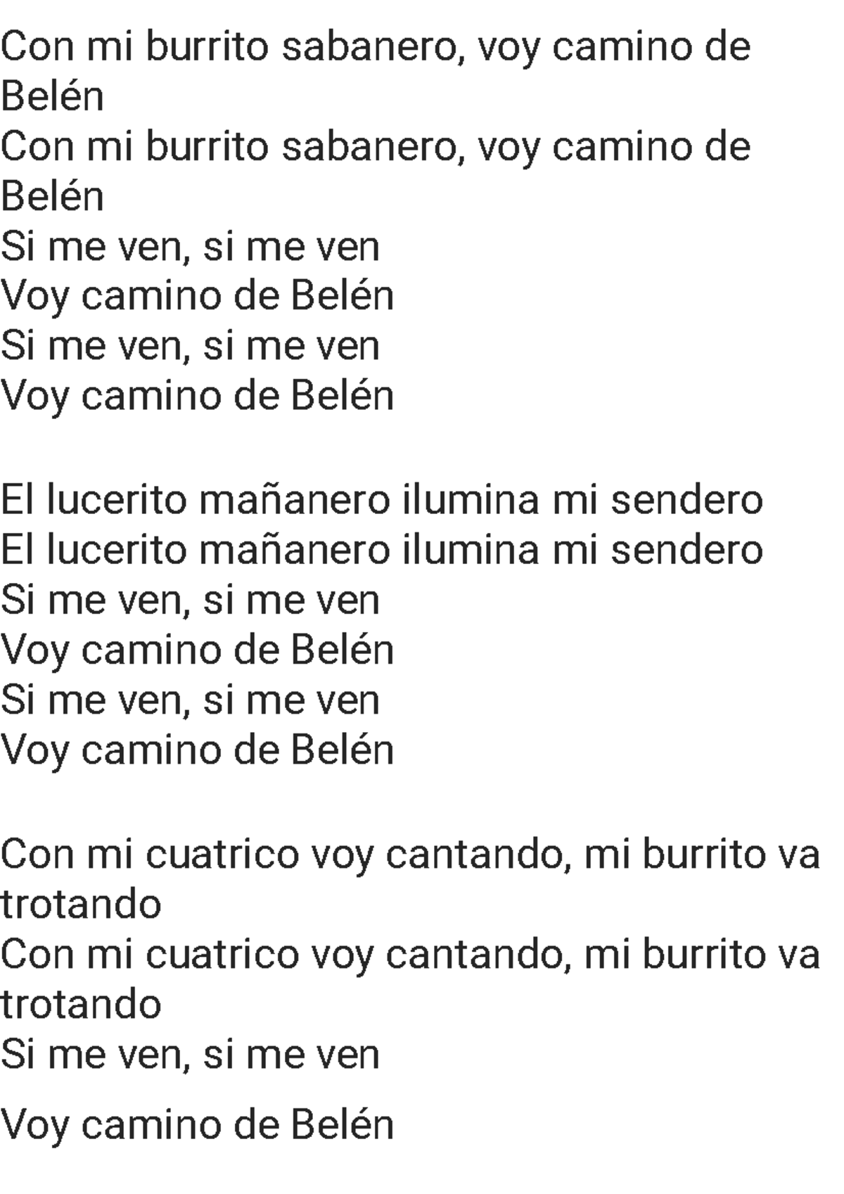 Burrito Sabanero: Canción Tradicional de Navidad 241118 - Studocu
