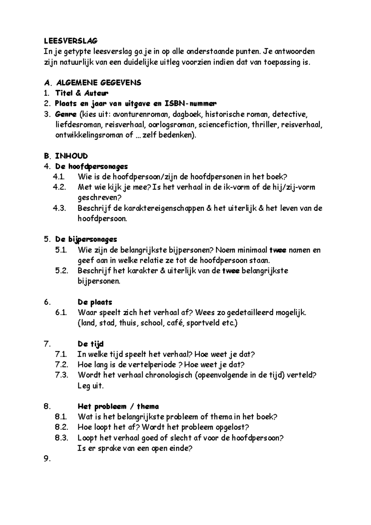 Leesverslag 2024/2025: Analyse van Hoofd- en Bijpersonen en Thema ...
