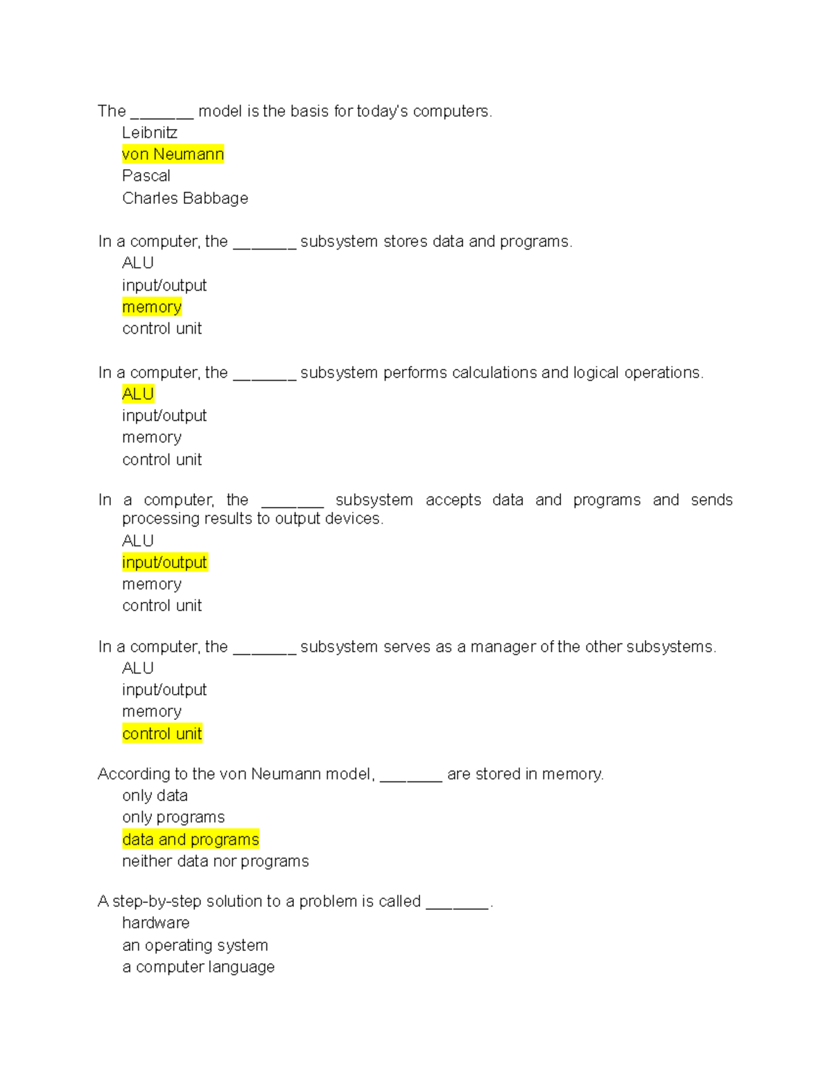 PT1 CSI104 Chapters 1-6 Review Questions and Answers - Studocu
