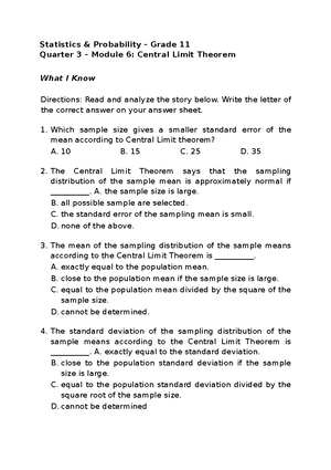 Statistics Probability Quarter 3 Module 3: The Normal Distribution ...