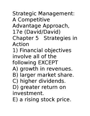 Chapter 1 - Question Bank - Strategic Management: A Competitive ...